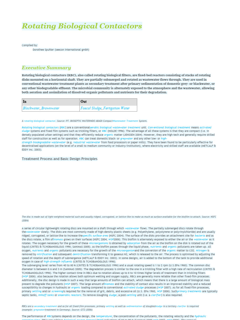 Overview of Rotating Biological Contactors | PDF | Sewage Treatment ...