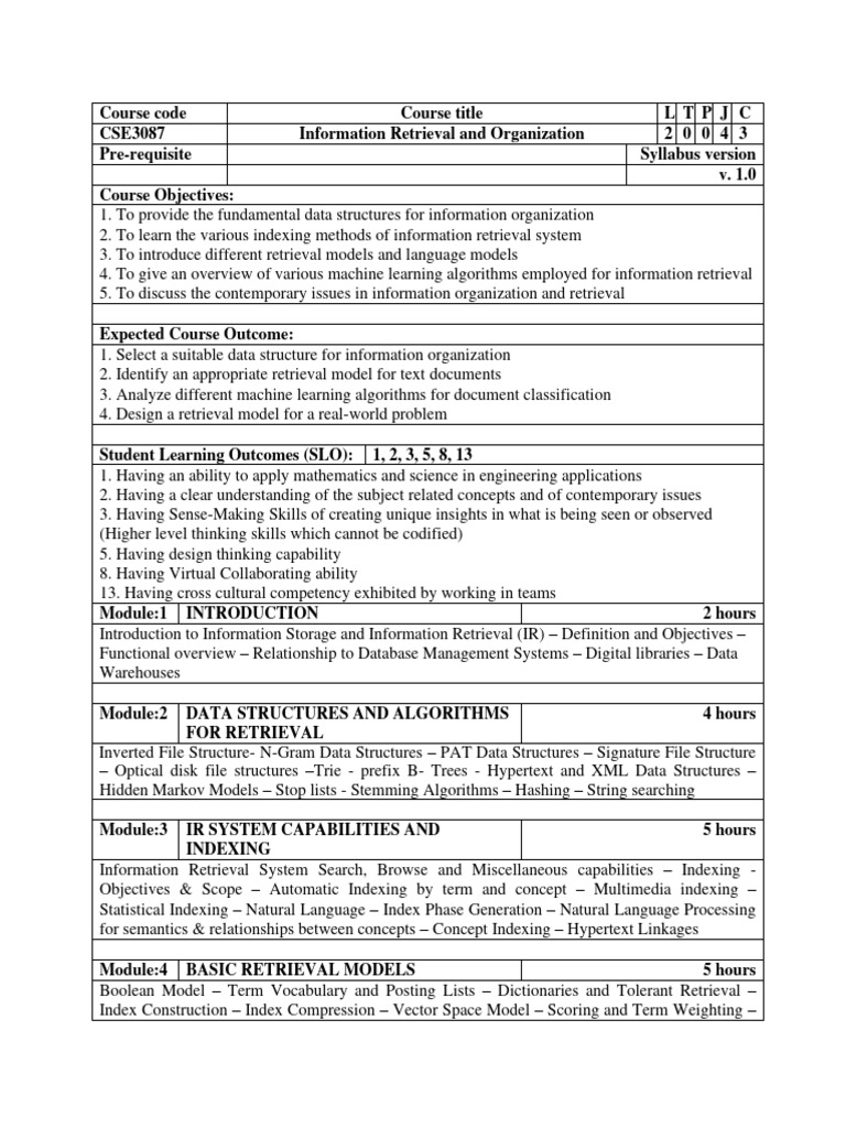 Cse3087 Information-retrieval-And-Organization Eth 1.0 0 Information ...