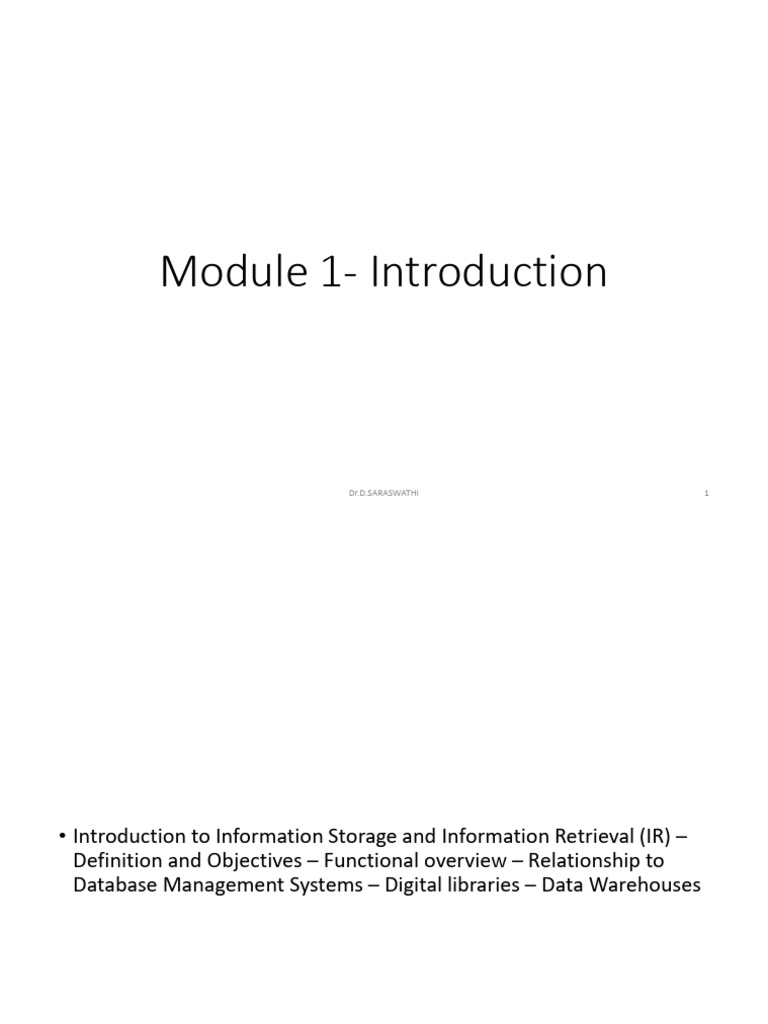 Module 1 - Introduction | PDF | Databases | Information Retrieval