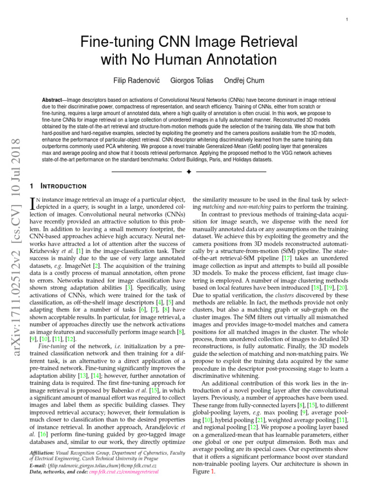 Fine-Tuning CNN Image Retrieval With No Human Annotation | PDF | Computational Neuroscience ...