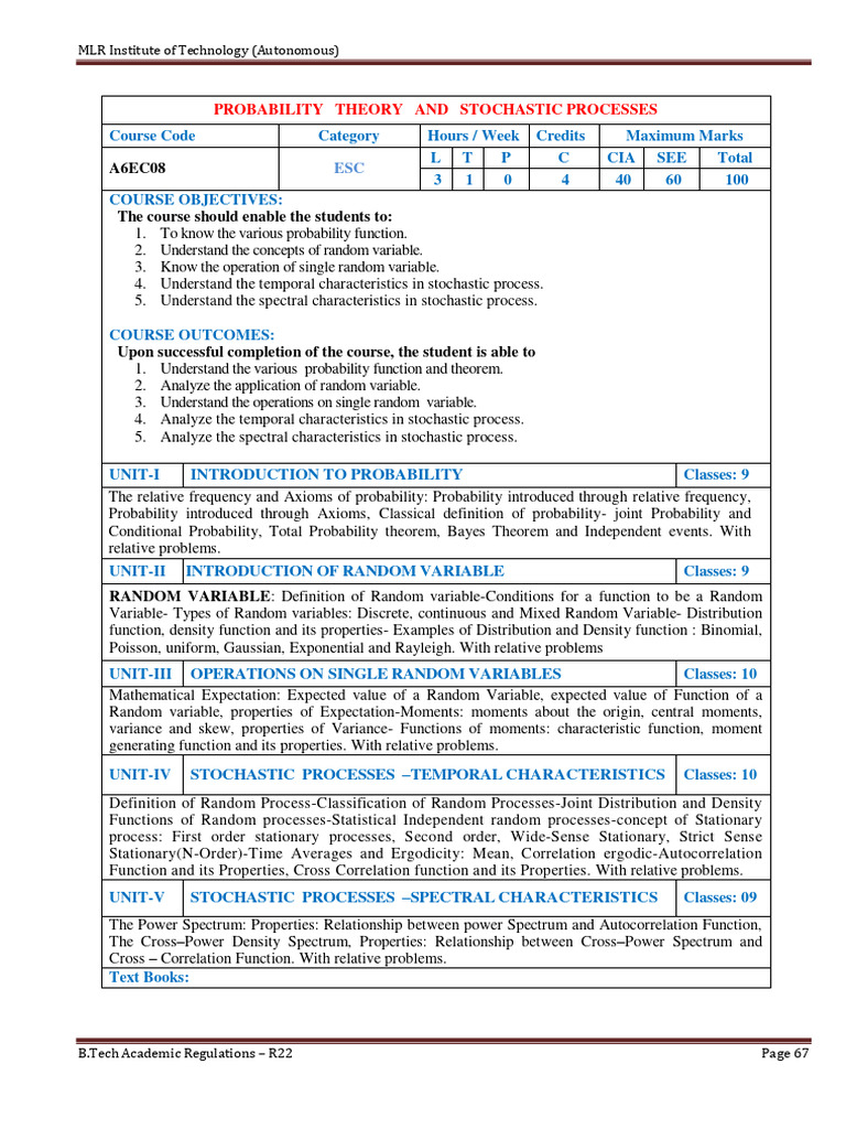 Probability Theory and Stochastic Processes | Download Free PDF ...