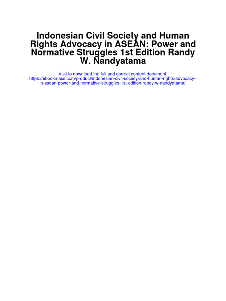 Indonesian Civil Society and Human Rights Advocacy in Asean Power and ...