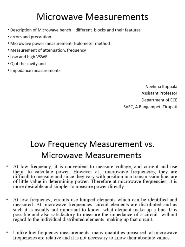Microwave Measurements | PDF | Microwave | Telecommunications Engineering