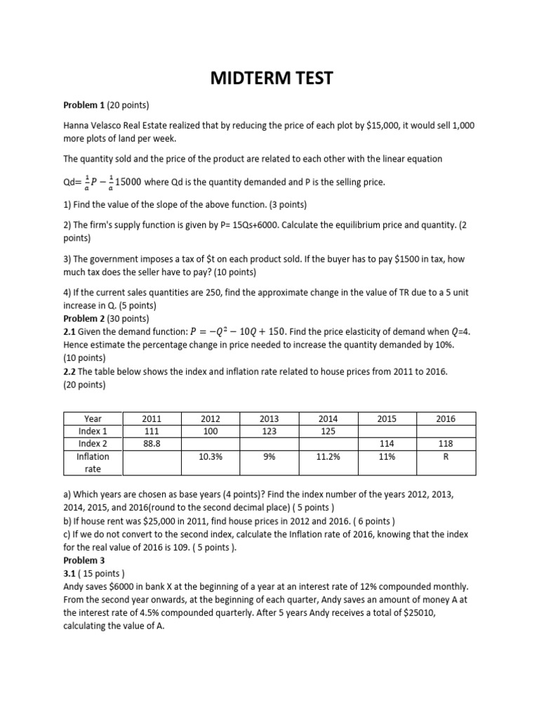 math test | PDF | Prices | Interest