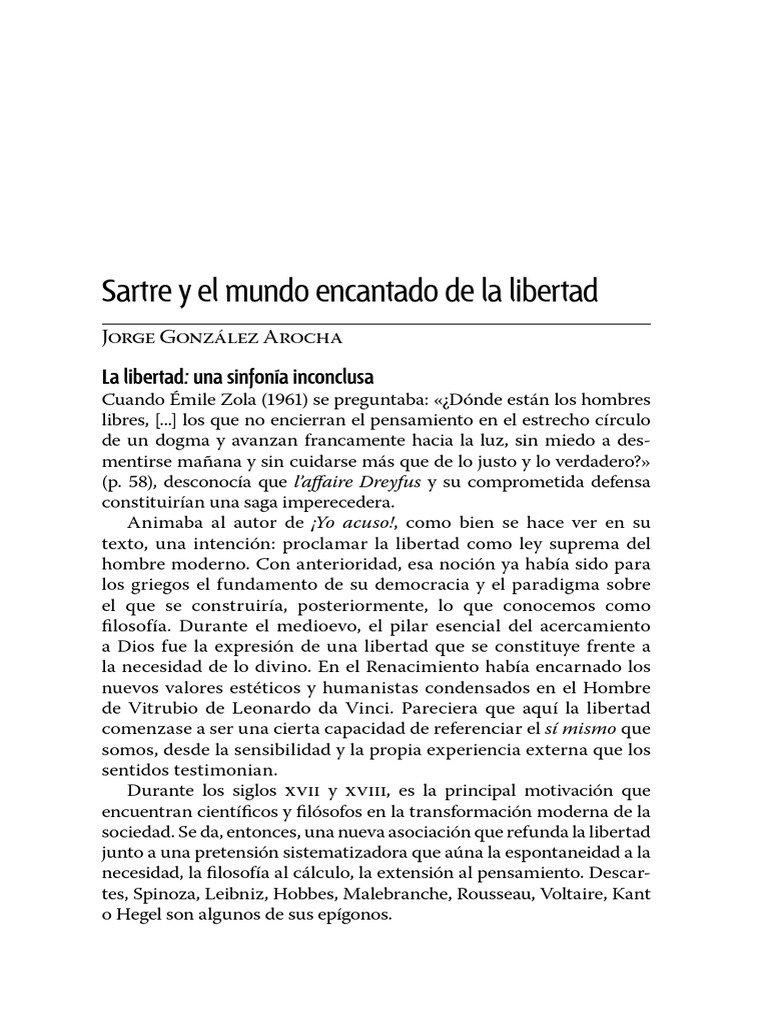 Sartre y El Mundo Encantado de La Libert | PDF | Jean Paul Sartre ...