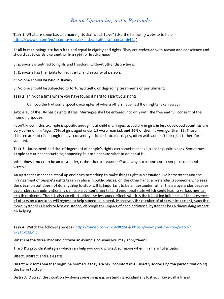 Be An Upstander, Not A Bystander | PDF | Rights | Marriage