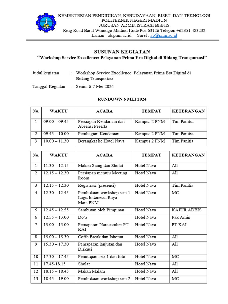 Rundown Workshop Proposal Pdf