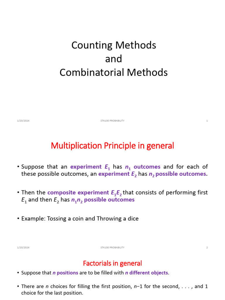 S-4,5 Counting Methods, Combinatorial Methods | PDF | Probability | Mathematics