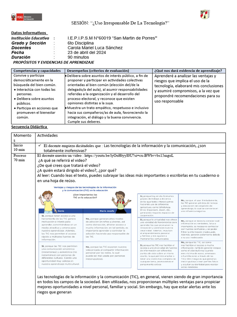 Uso Responsable de La Tecnología | PDF | Tecnología de información y comunicaciones | Aprendizaje