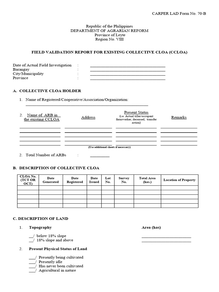 Field Validation Report for CCLOA | PDF | Agriculture