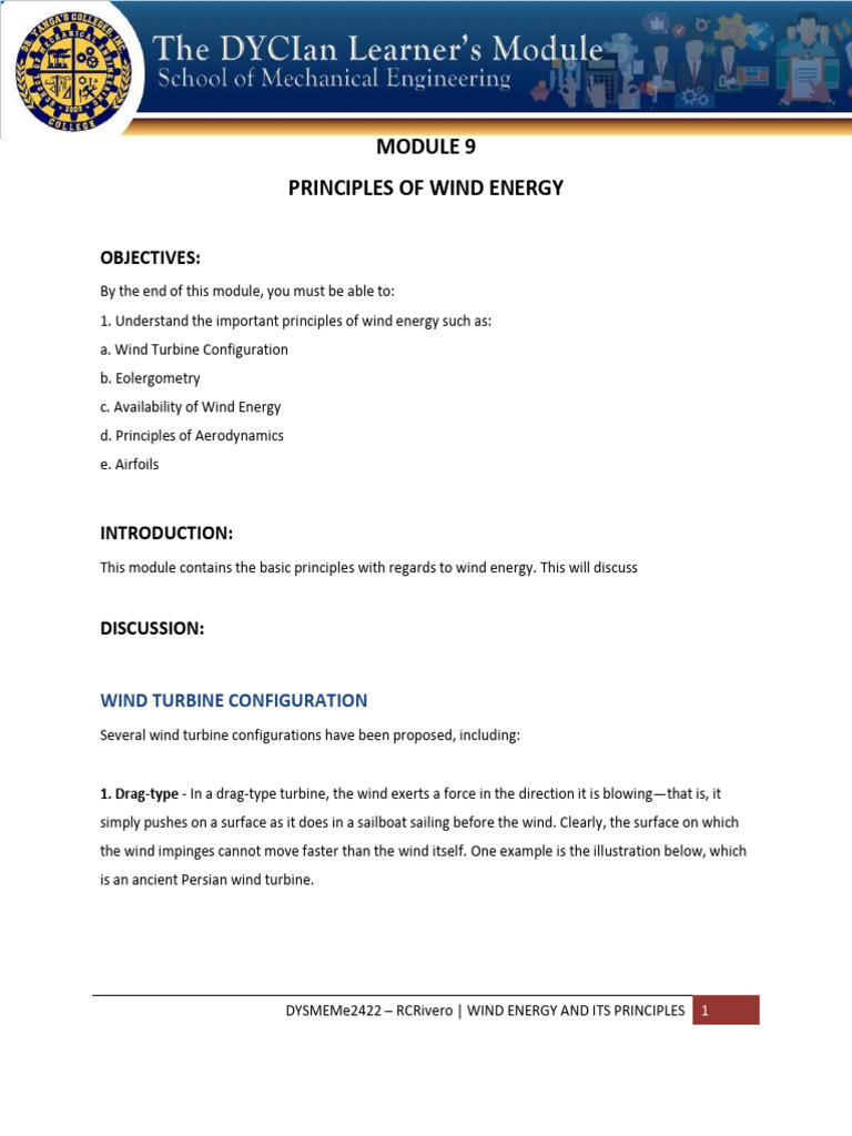 Me Elective 2 Module 9 Wind Energy and Its Principles | PDF | Wind ...