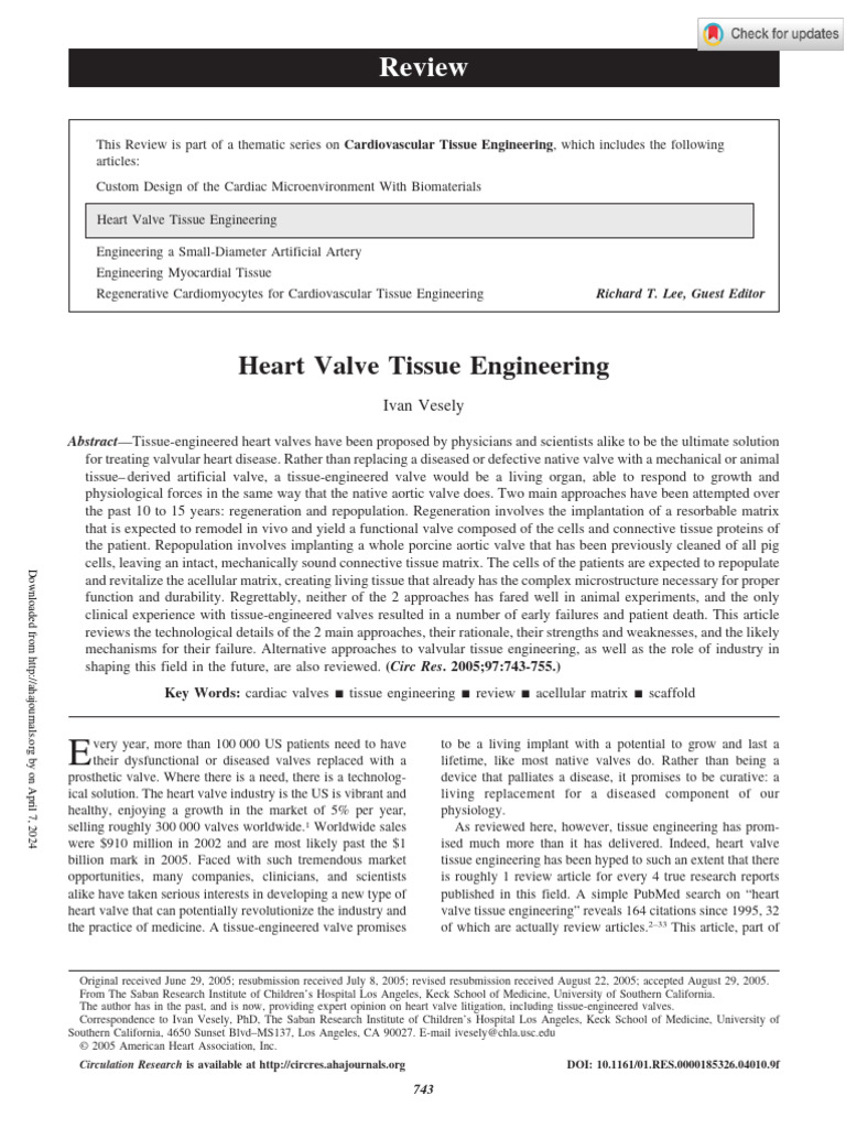 vesely-2005-heart-valve-tissue-engineering | PDF | Tissue Engineering ...