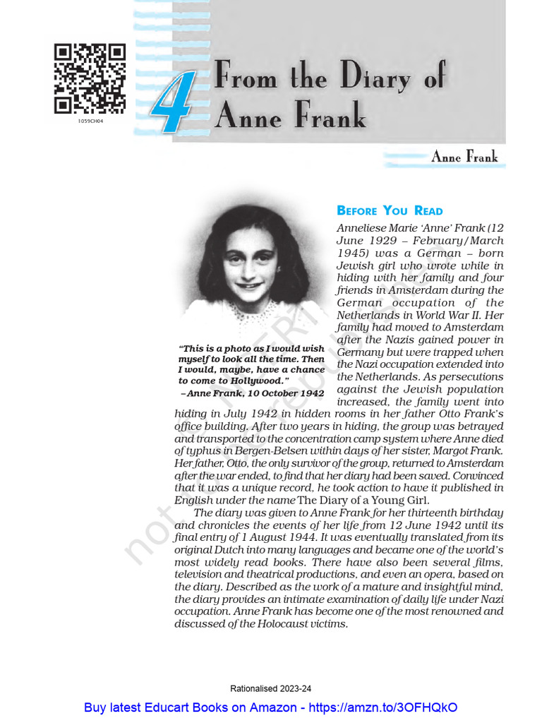 Prose 4. From the Diary of Anne Frank | PDF | Grammar | Linguistics