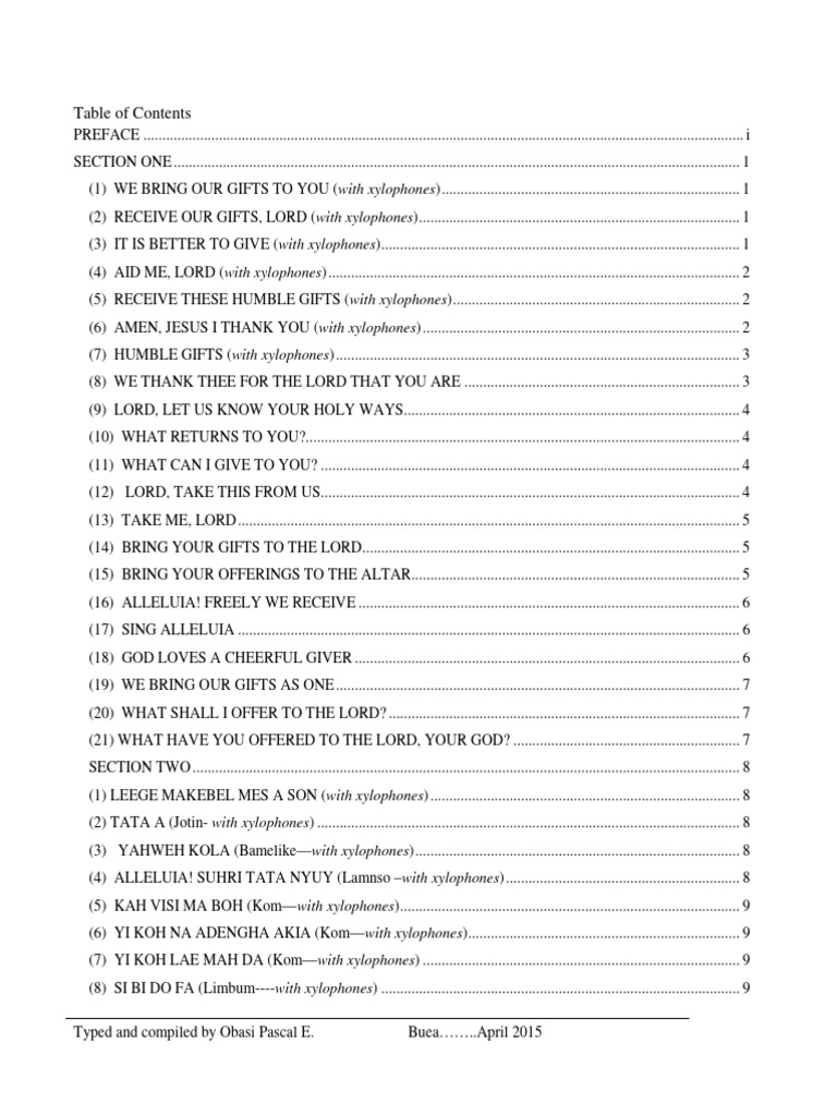 Offertory Songs Compilation for Mass | PDF | Mass (Liturgy) | Christian ...