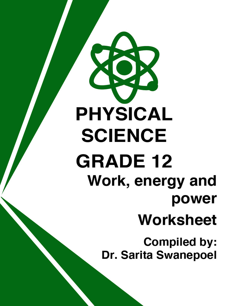 Physical Science GR 12 - Work, Energy and Power - Worksheet - Full ...