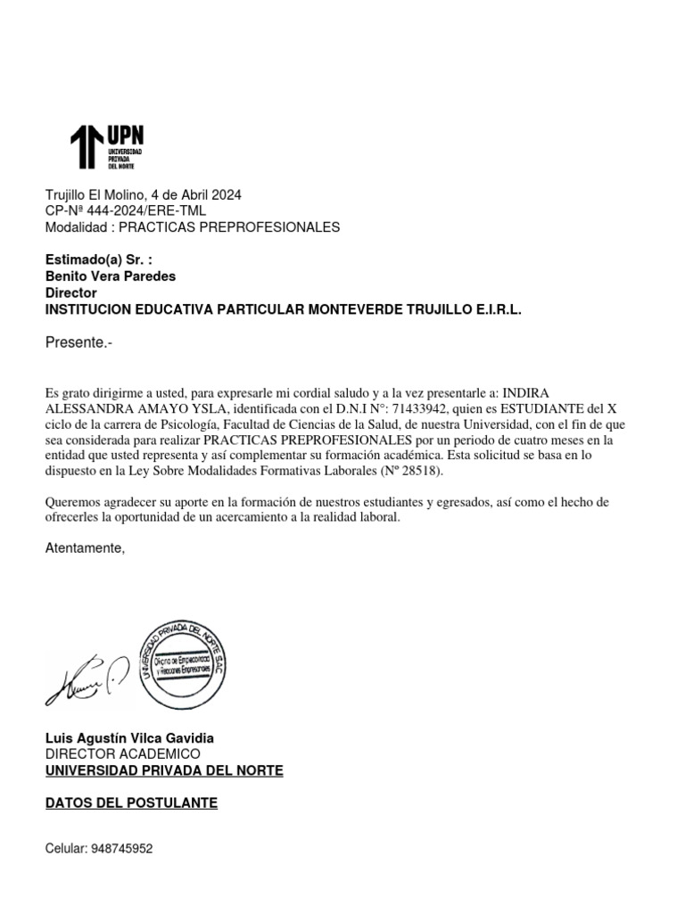 Solicitud de Prácticas en Monteverde | PDF