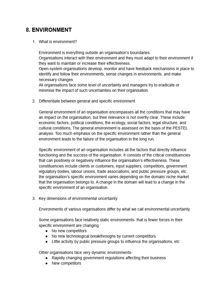 Organizational Structure Notes | PDF | Workflow | Natural Environment