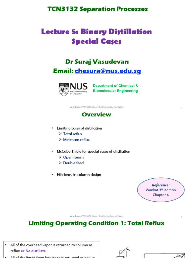 6-Lecture Note - Binary Distillation Special Cases | PDF | Distillation | Separation Processes
