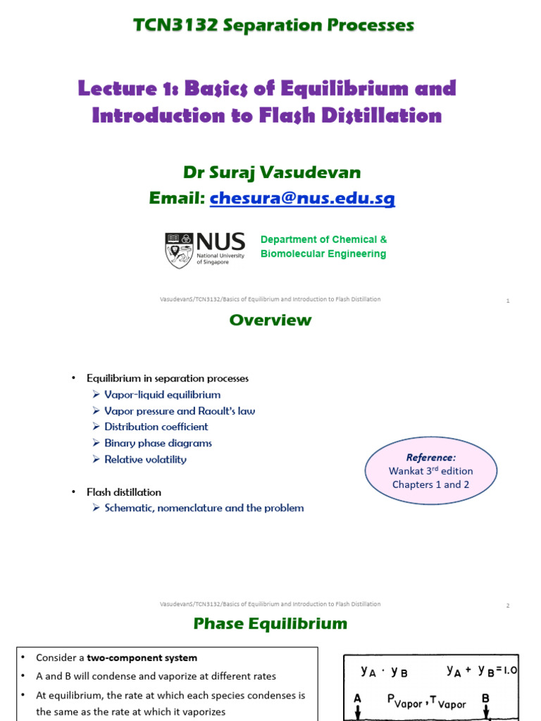 Equilibrium & Flash Distillation Basics | PDF | Distillation | Vapor