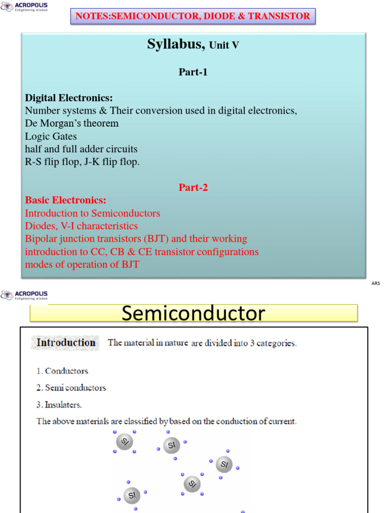 Unit-5 BEEE (Semiconductor, Diode & Transistor) | Download Free PDF | Bipolar Junction ...