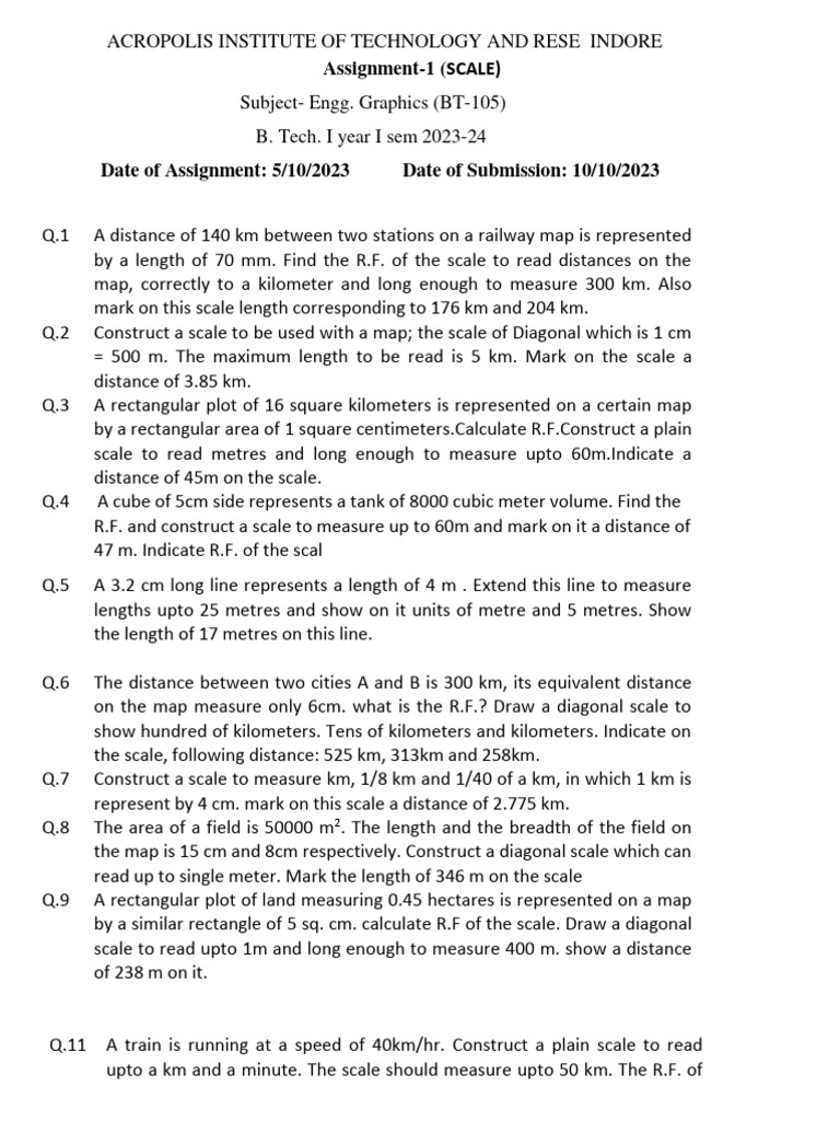 Assignment (Scale) | Download Free PDF | Length | Metre