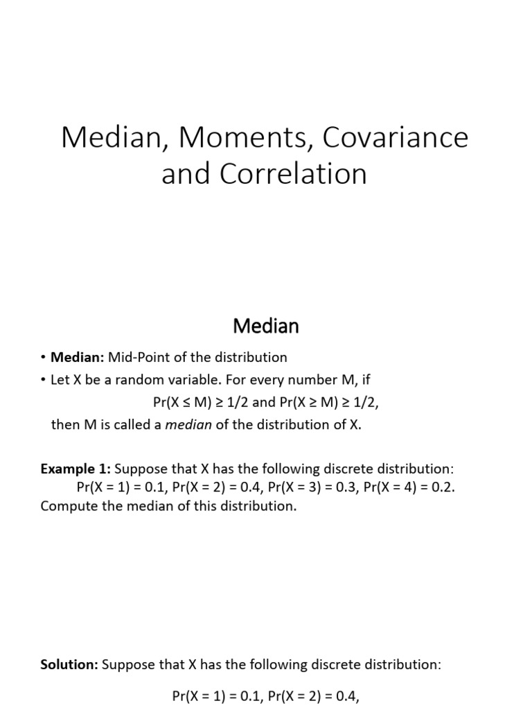 11_Mean, Median,Covariance and Correlation | PDF | Covariance | Mean