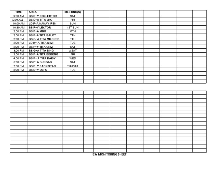 Bs Monitoring Sheet | PDF | Sports & Recreation