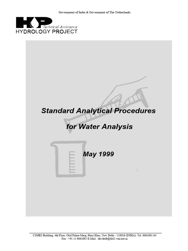 Standard Analytical Procedures For Water Analysis | PDF | Titration | Chemistry