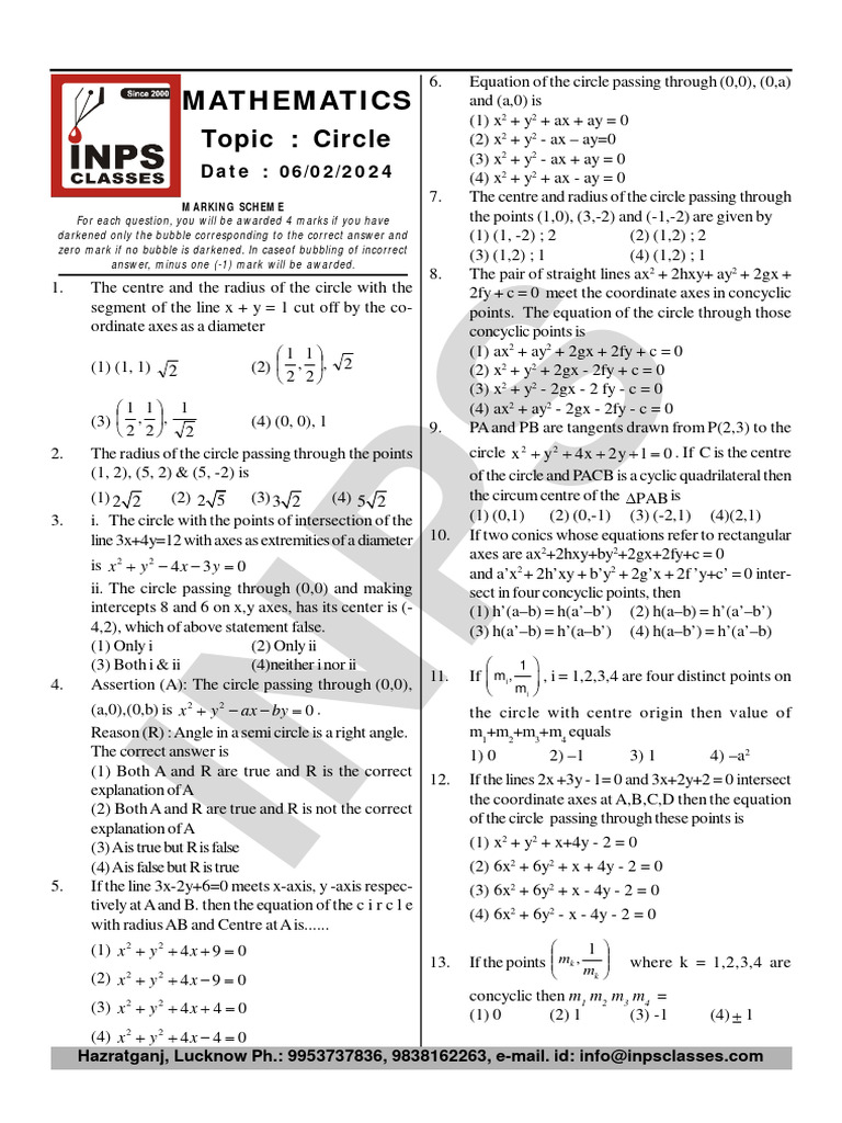 Circle Geometry Questions & Solutions | PDF | Circle | Tangent