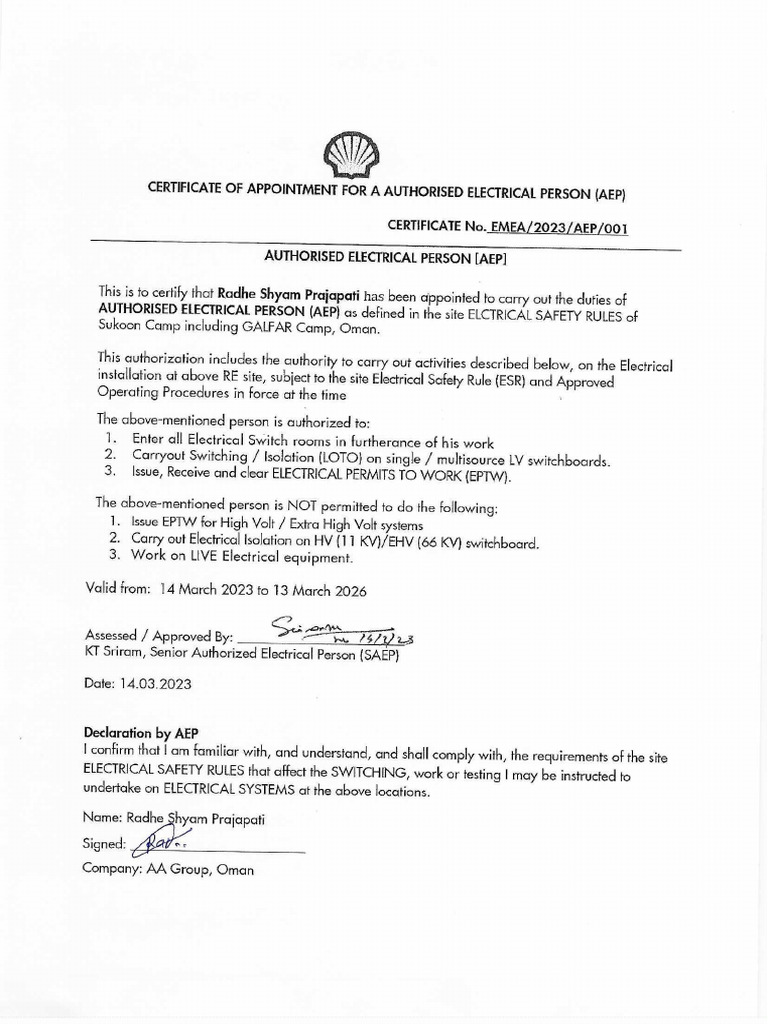 AEP Certificate | PDF