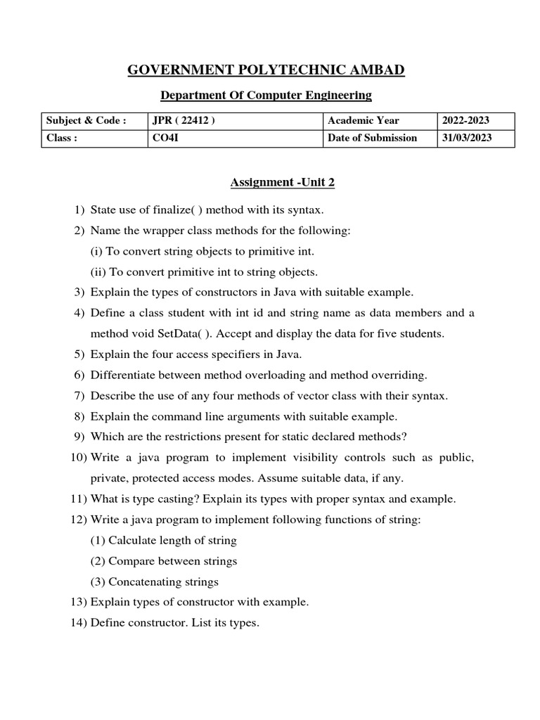 Unit II | PDF | Method (Computer Programming) | Programming Unit II | PDF | Method (Computer Programming) | Programming