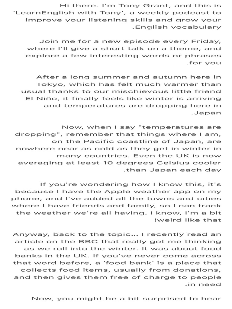 Hi There. I'm Tony Grant, and This Is LearnEnglish With Tony', A | PDF ...