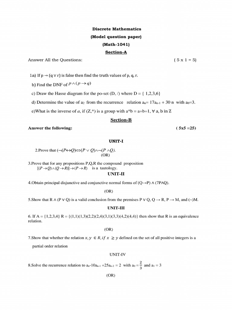 Maths University Discrete Computer Science | PDF