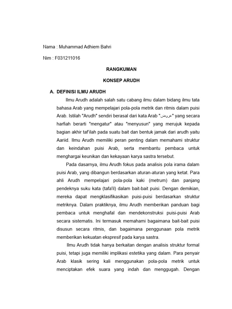 Memahami Ilmu Arudh dalam Puisi Arab | PDF
