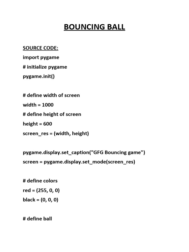 Pygame Bouncing Ball Example | PDF | Games & Activities