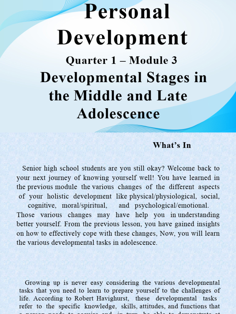 3 Q1-PerDev | PDF | Adolescence | Behavioural Sciences
