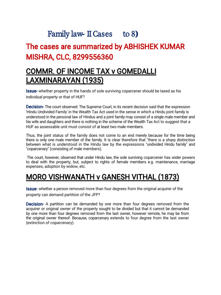 Family Case Summary | PDF