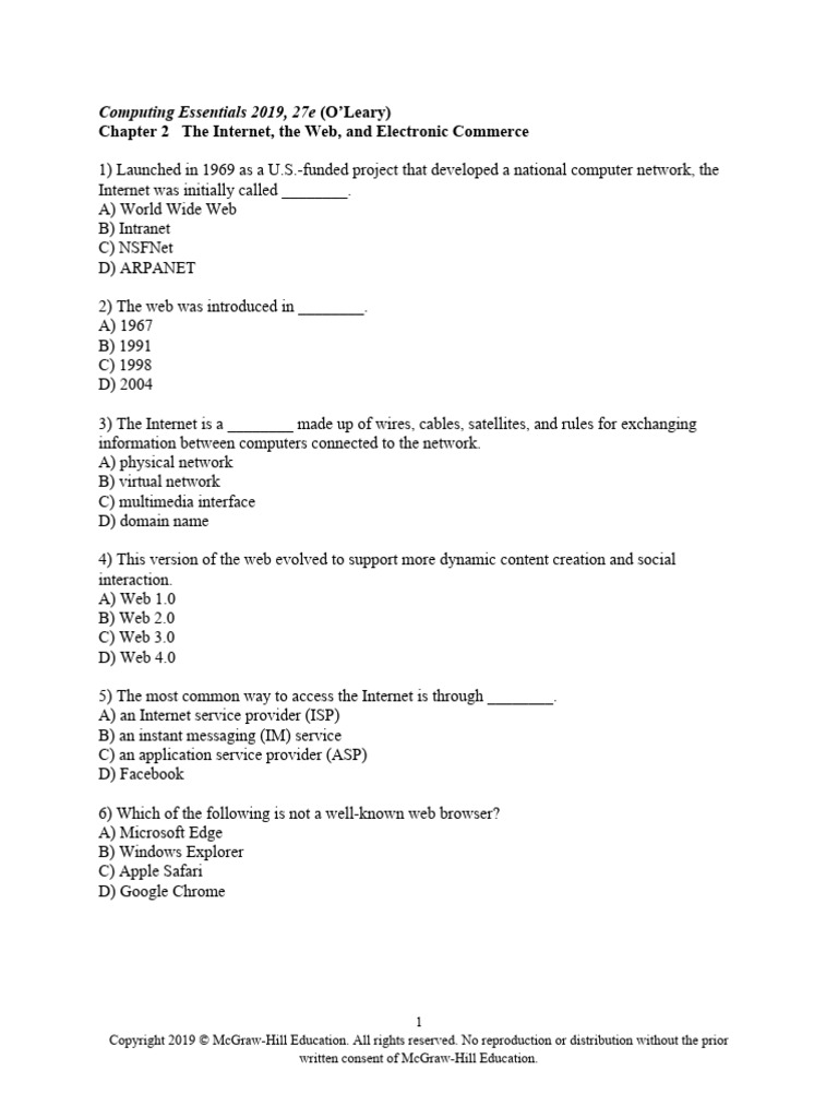 Chapter 2 Questions | PDF | World Wide Web | Internet & Web