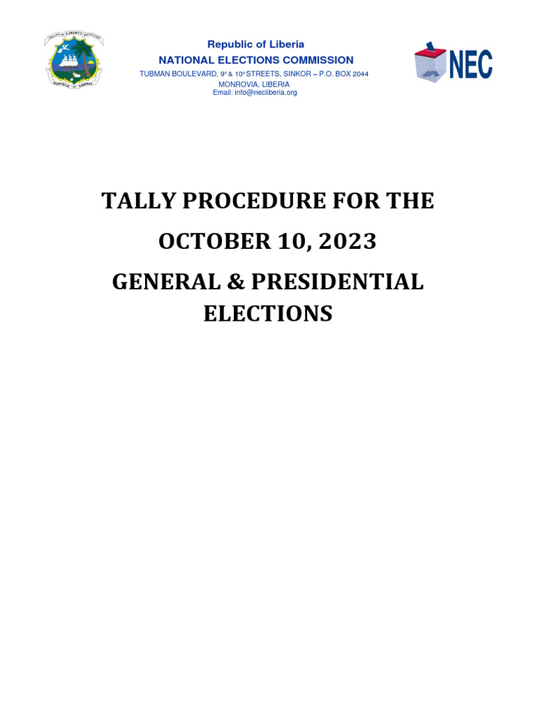 Tally Procedures for 2023 General Presidential Elections Results (1 ...