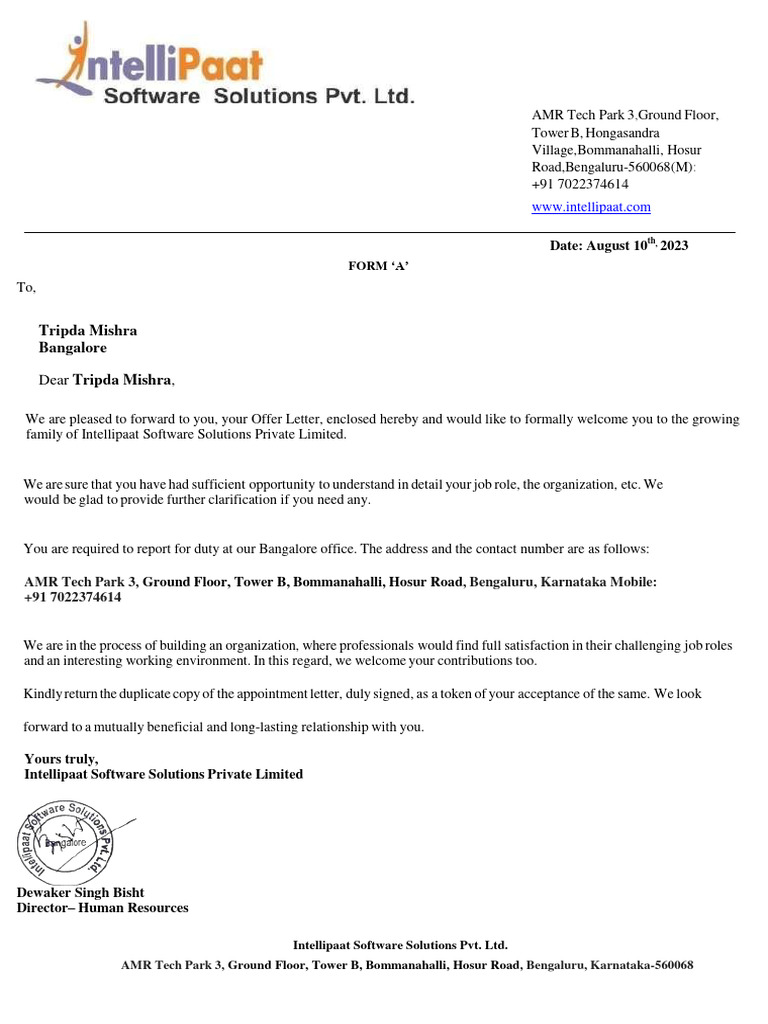 Tripda Mishra PPO Letter | PDF | Salary | Identity Document