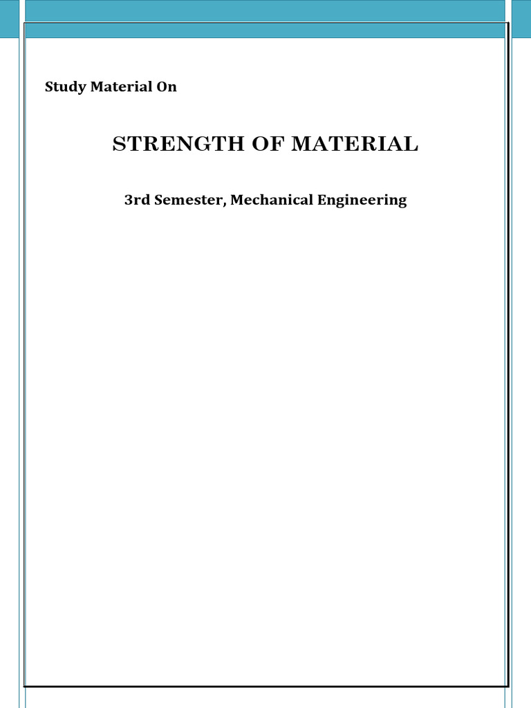 3rd Sem - MECH - Strength of Material - SM O | PDF | Young's Modulus ...