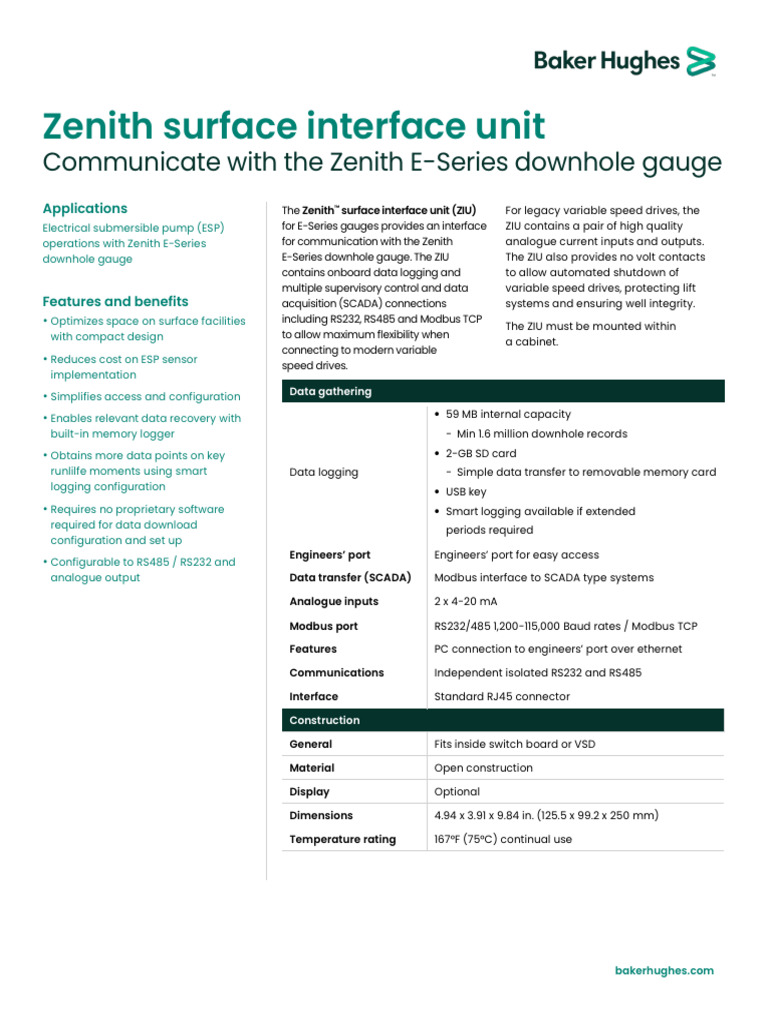 ZENITH Interface Unit ZIU E Series Spec | PDF | Scada | Electronics