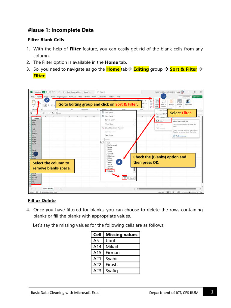 Basic Data Cleaning With Microsoft Excel v1.1 | PDF | Microsoft Excel | String (Computer Science)