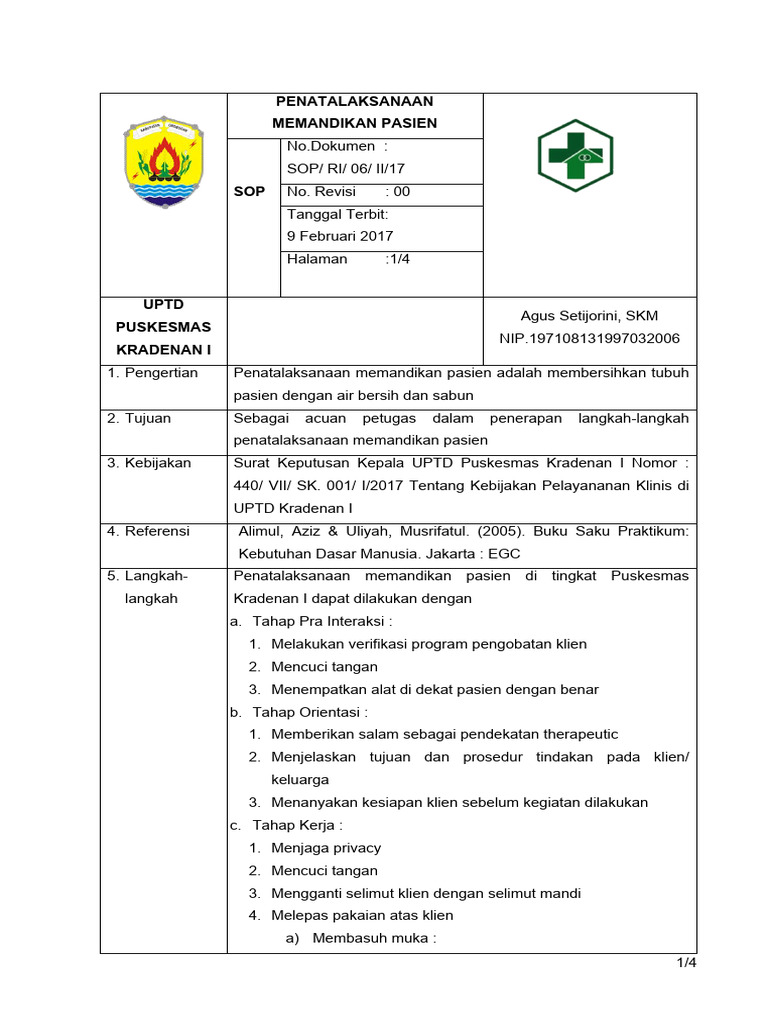 6.SOP memandikan pasien | PDF