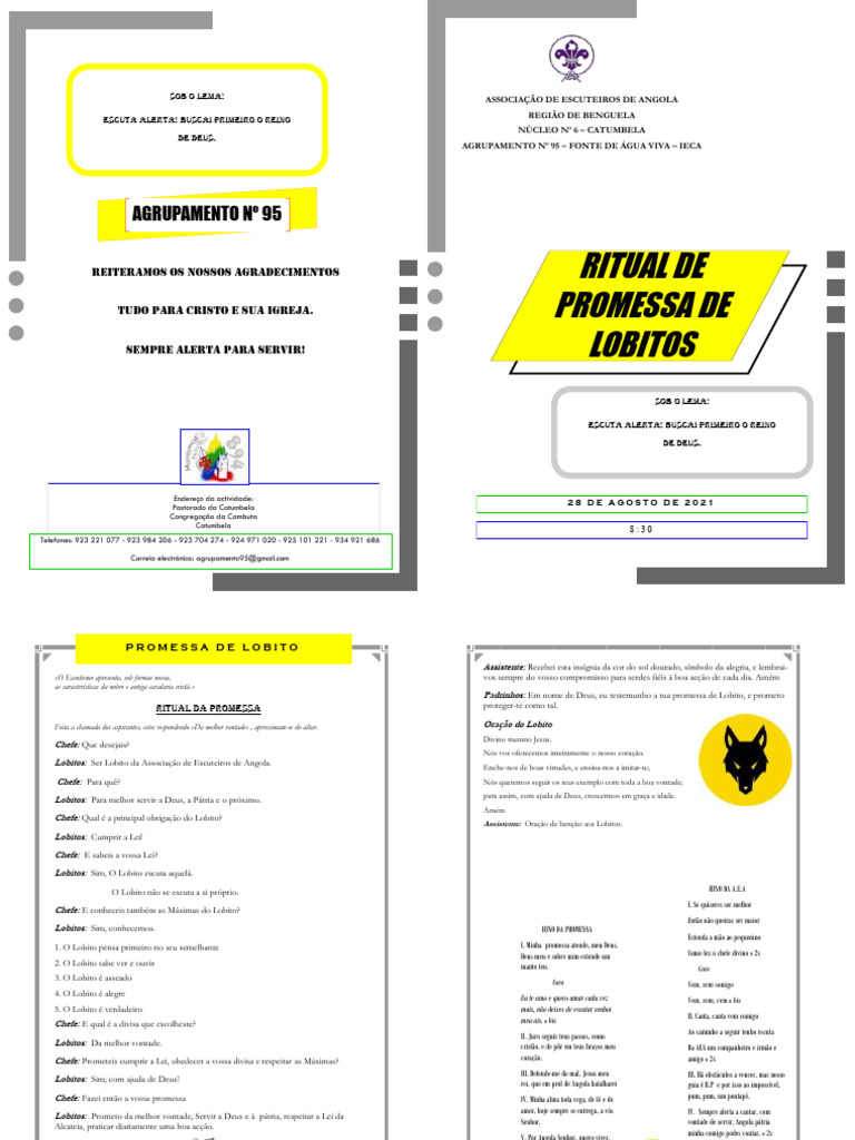 Ritual de Promessa de Lobitos - 2021-1 | PDF | Oração | Amor