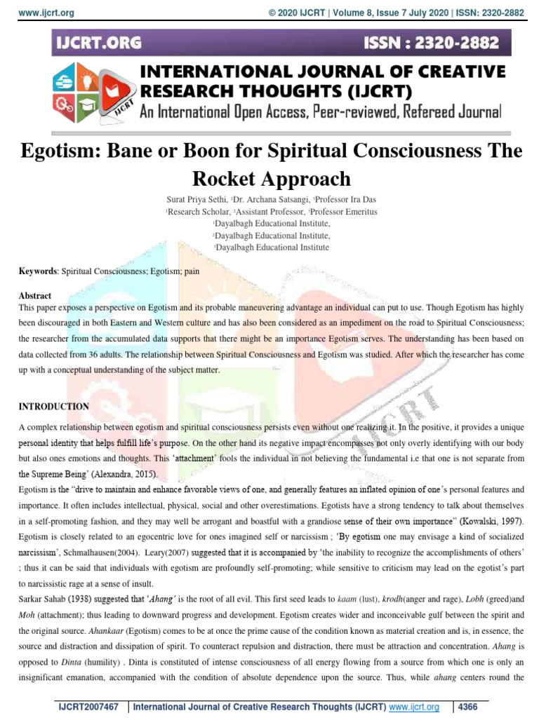 Egotism's Impact on Spiritual Consciousness | PDF | Rocket | Thrust