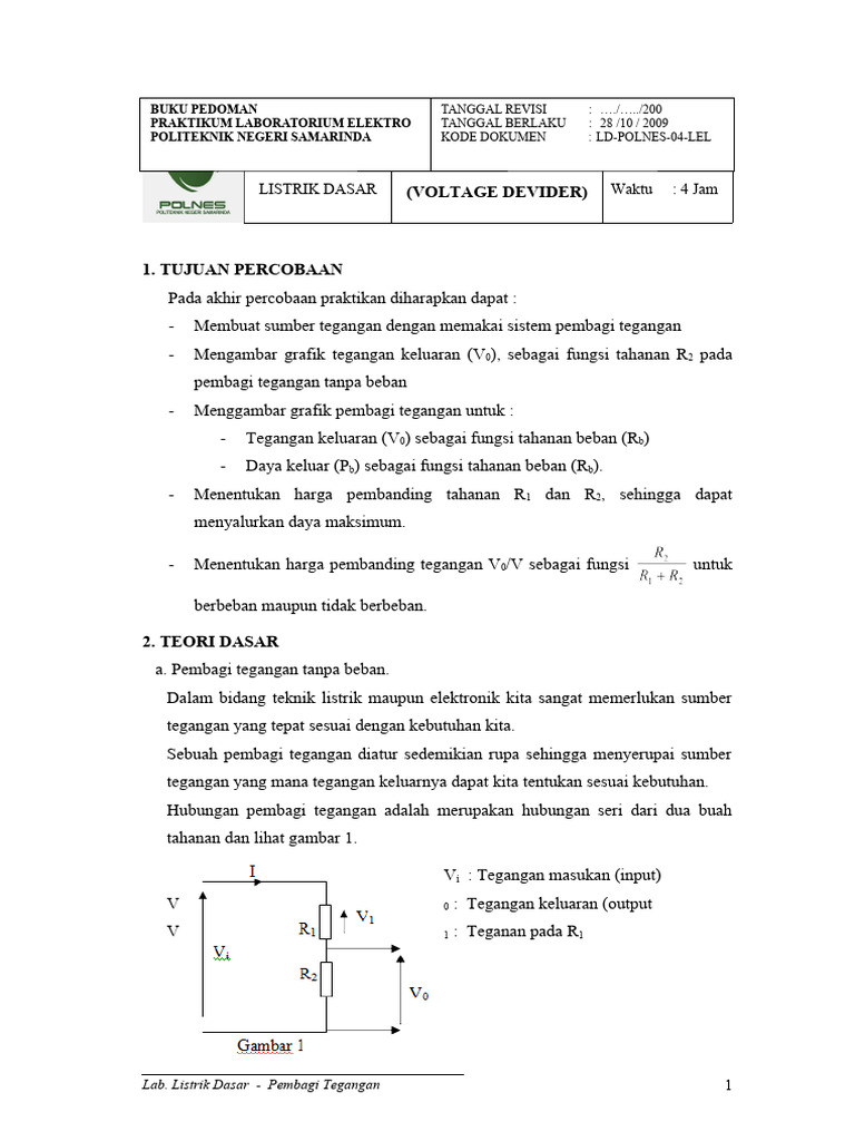 Pembagi Tegangan | PDF | Metode & Bahan Ajar | Teknologi & Rekayasa