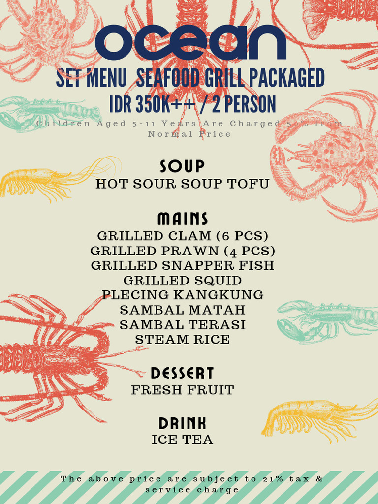 Seafood Grill Set Menu for Two | PDF | Cooking, Food & Wine
