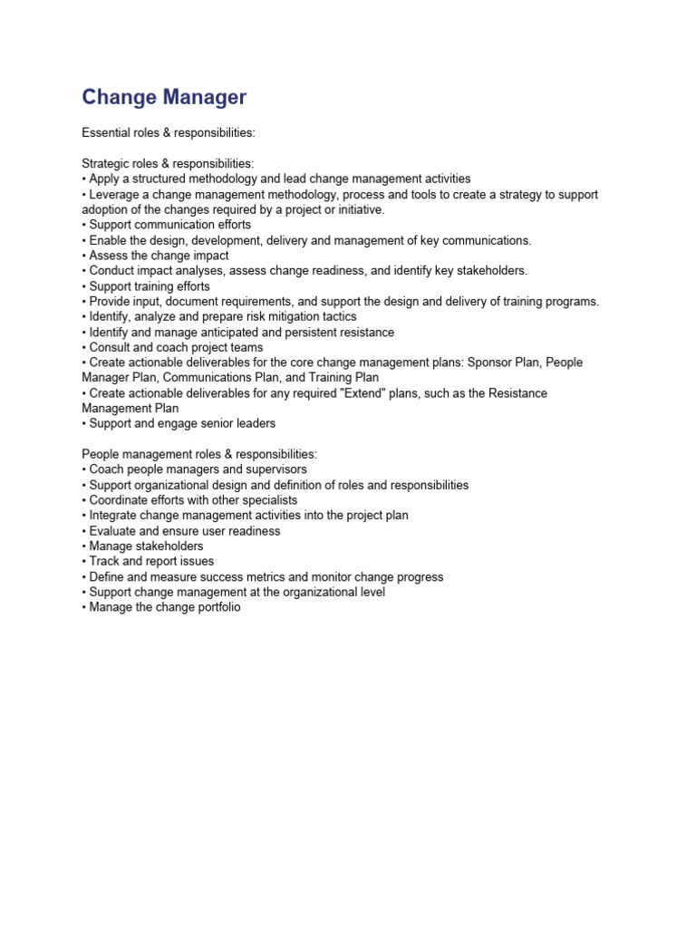 Change Manager | PDF