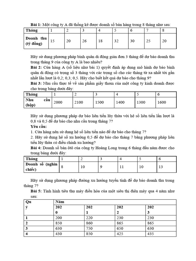 Bài tập Dự báo | PDF